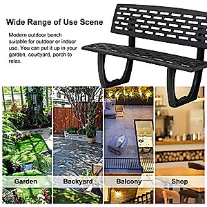 FQMYLTYN 3-Seater Outdoor Garden Bench Park Bench, Weatherproof Anti-Rust Heavy-Duty Outside Benches, Holds Up to 1200 Lbs, Loveseat for Patio, Backyard, Deck, Lawn