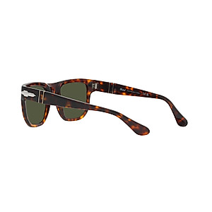 Persol PO3306S Square Sunglasses, Havana/Green, 55 mm