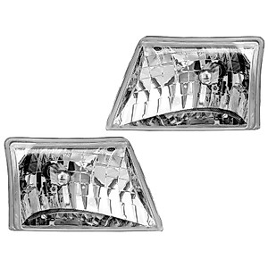 AmeriLite Crystal Replacment Headlights Pair For 1998 1999 2000 Ford Ranger Pickup - Passenger and Driver Side