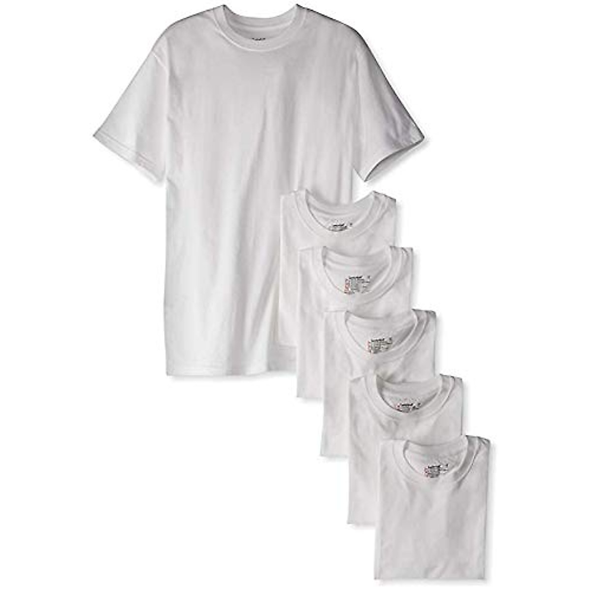 Hanes Ultimate Men's 5-Pack Tagless ComfortSoft Crewneck T-Shirt, White, Large