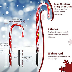 Christmas Candy Cane Lights,Solar Christmas Candy Cane Light， Outdoor Waterproof Christmas Day Light， LED Home Garden Passage Courtyard Lawn Decoration Light，2pcs
