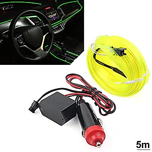 GZYF Car Interior LED Strip Lights, 5M Neon Light 12V with Fuse Protection, Neon Wire with 6mm Sewing Edge, Atmosphere Lights Interior Decoration for Automotive Trucks SUVs ATVs RVs, Fluorescent Green