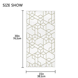 JUAMA Moroccan Geometric Linear White Gold Hand Towel Lightweight Fingertip Towel Absorbent Hand Towel for Bathroom Gym Yoga Sport Multi-Purpose Towel 30x15 in