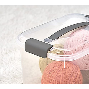 ZHENFAN 5.5 Qt Clear Storage Latch Box/Bin with Lids, 6-Pack Plastic Organize Bins with Handle