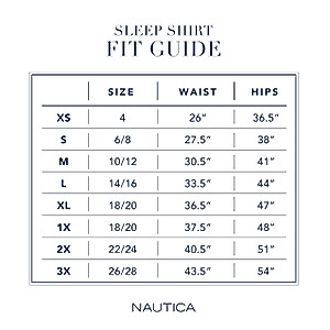 Nautica Women's V-Neck Sleep Shirt, 100% Cotton Jersey, Black, 1X