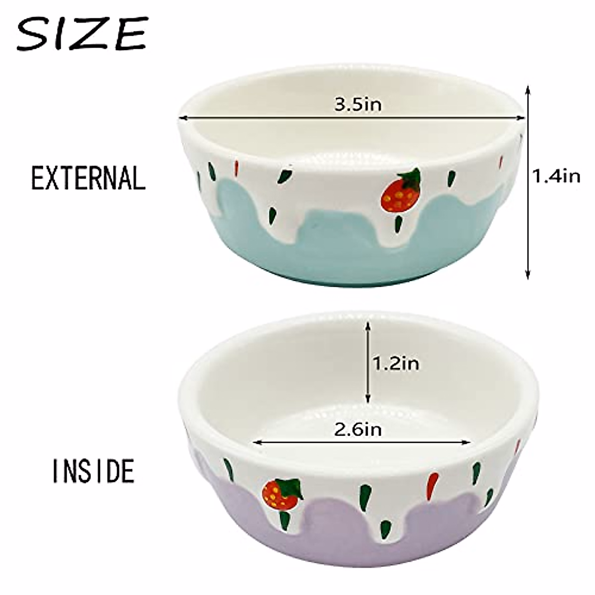 Hamster Food Bowl,Small Animals Ceramic Food Water Bowl Prevent Tipping Moving for Guinea Pig Rabbit Gerbil Chinchilla Hedgehog Rat (2 Pack) (- Color: Purple + Blue)