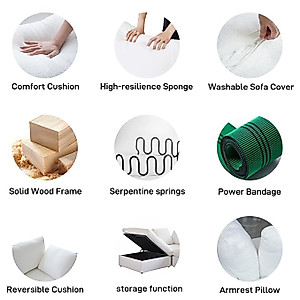 Large Modular Sectional Sofa,160.6" Cloud U-Shaped Couch,Down Filled 4 Seater with 2 Ottoman and 5 Pillows,Removable Cover &Cushion (White)