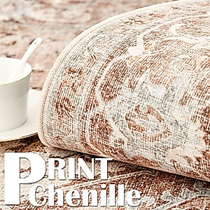 COLLACT Runner Rug 2x6 Area Rug Hallway Persian Rug Vintage Distressed Rug Indoor Mat Foldable Thin Rug Taupe Retro Carpet Non Slip Accent Rug Kitchen Living Room Bedroom Dining Room