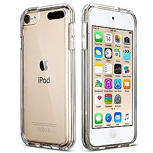 ULAK Soft TPU Bumper PC Back Hybrid Case for iPod Touch 6/iPod Touch 5/iPod Touch 7 - Retail Packaging - Clear Slim