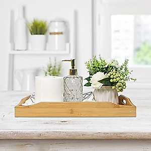 Bamboo Tray with Handle Rectangular Dinner Plate, Wooden Breakfast Tray Coffee Table Tray Suitable for Eating