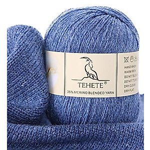 TEHETE Merino Wool Yarn for Knitting 3-Ply Soft Crochet Yarn