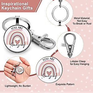 Sieral 20 Pcs Cosmetic Makeup Bags and Keychains with Inspirational Quotes for Women Employee Appreciation Gifts Teacher (Rainbow)