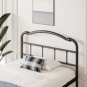 Breezehome 18in Twin Bed Frame with Vintage Headboard and Footboard, Heavy Duty Metal Platform Bed Frame, No Box Spring Needed, Noise Free, Easy Assembly, Black