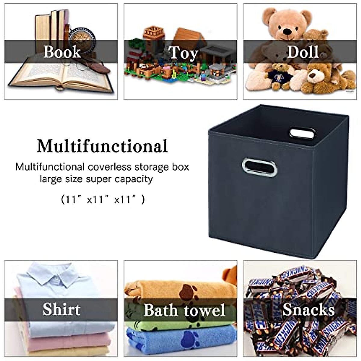 STOREONE Fabric Storage Bins Cubes Baskets Organizers-(11X11X11) with Dual Handles for Shelf Closet, Bedroom Drawers Containers , Foldable Set of 2 (Grey)