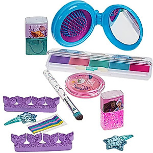 Townley Girl The Little Mermaid 11pc Makeup Filled Chain Bag with Peel-Off Nail Polish, Eyeshadow, Hair Accessories, Body Glitter & More| Makeup Kit for Kids & Girls| Ages 3+