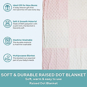 Spasilk Raised Dot Blanket, Baby Blanket with Satin Trim, Minky Baby Blanket, Pink