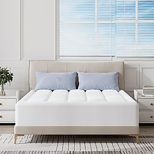 Dual Layer 3 Inch Memory Foam Mattress Topper Full, 2 Inch Cooling Gel Memory Foam Plus 1 Inch Down Alternative Pillowtop Mattress Pad with Cooling Cover, Soft Comfort Support