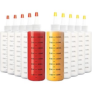Youngever 10 Pack 8 Ounce Plastic Squeeze Bottles, Plastic Sauce Bottles