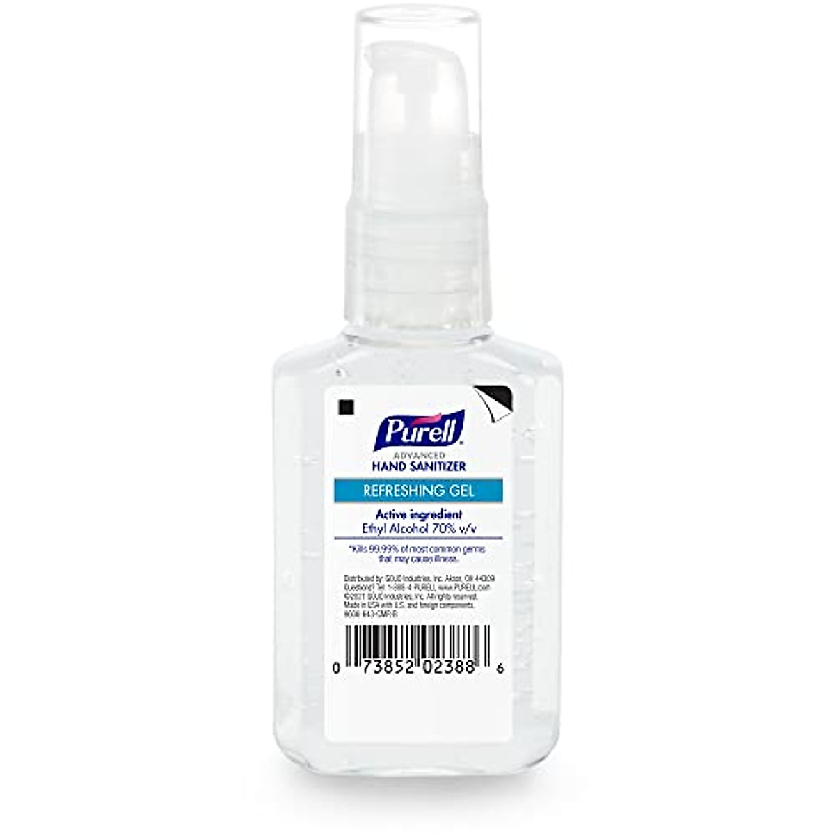 PURELL Advanced Hand Sanitizer Refreshing Gel, Clean Scent, 2 fl oz Travel Size Pump Bottle (Pack of 1) – 3050-24-CMR