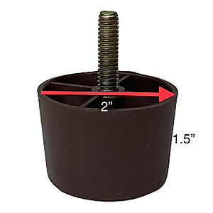 ProFurnitureParts 1.5" Inch Brown Round Tapered Plastic Sofa Couch Chair Legs Set of 4 (1.5)