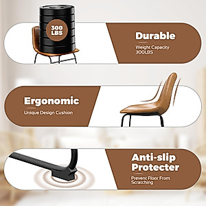 Aowos Dining Chairs Set of 4, 18 Inch Modern Armless Dining Chair with Back, Faux Leather Kitchen Dining Room Chair with Metal Legs for Home, Bistro Coffee Shops (Brown)