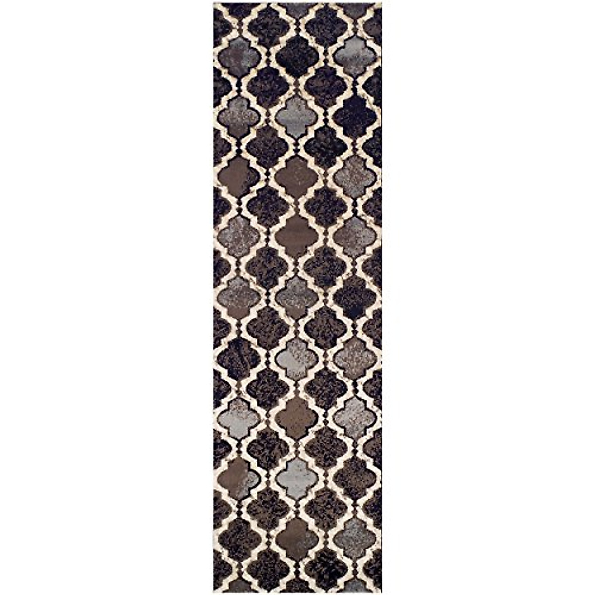SUPERIOR Ellery Modern Trellis Indoor Area Rug with Jute Backing, 2' 7" x 8', Chocolate