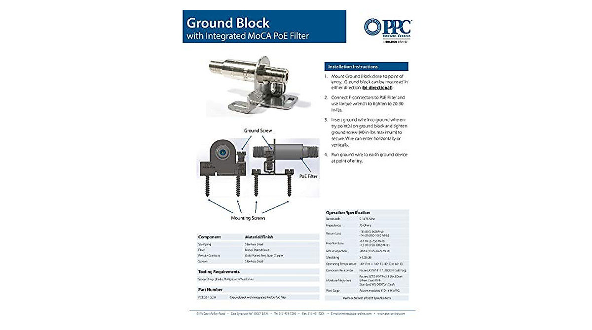 Belden 2-Pack MoCA PoE Ground Block for Reliable Connections