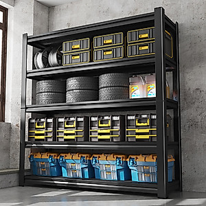 LLIIFFEE Storage Shelves 2000LBS Heavy Duty Garage Shelving Adjustable 5 Tier Metal Shelving Unit Industrial Utility Rack for Garage Storage, Basement, Warehouse Organization (15.7" D*35.4" W*72" H)