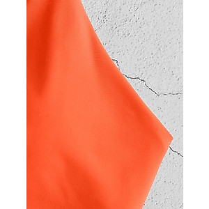 ZAFUL Women's Tie Back Padded High Cut Bralette Bikini Set Two Piece Swimsuit (1-Pumpkin Orange, M)