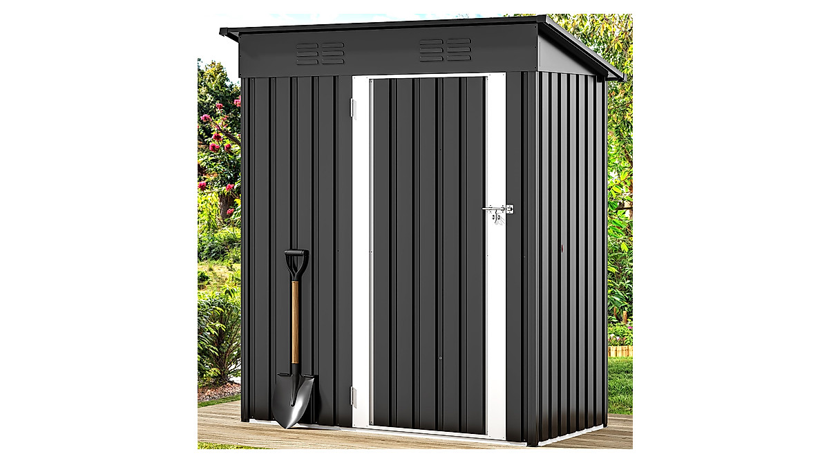 DWVO Metal Storage Shed 5x3ft - Lockable Outdoor Garden Shed