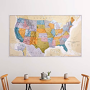 Maps International Giant Classic USA Mega-Map - Map of The United States Poster - Front Lamination - 46 x 80
