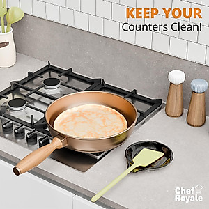 Ceramic Spoon Rest - 5 Inch Black Spoon Holder for Kitchen Counter - Perfect for Spoons, Ladles, Tongs, Spatulas, and Utensils