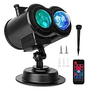 KNHUOS Christmas Projector Lights, Remote Control 2-in-1 HD LED, 16 Slides 10 Colors (Ocean Wave & Patterns) Waterproof Indoor Outdoor Lights for Holiday Xmas Party Garden Landscape Decorations