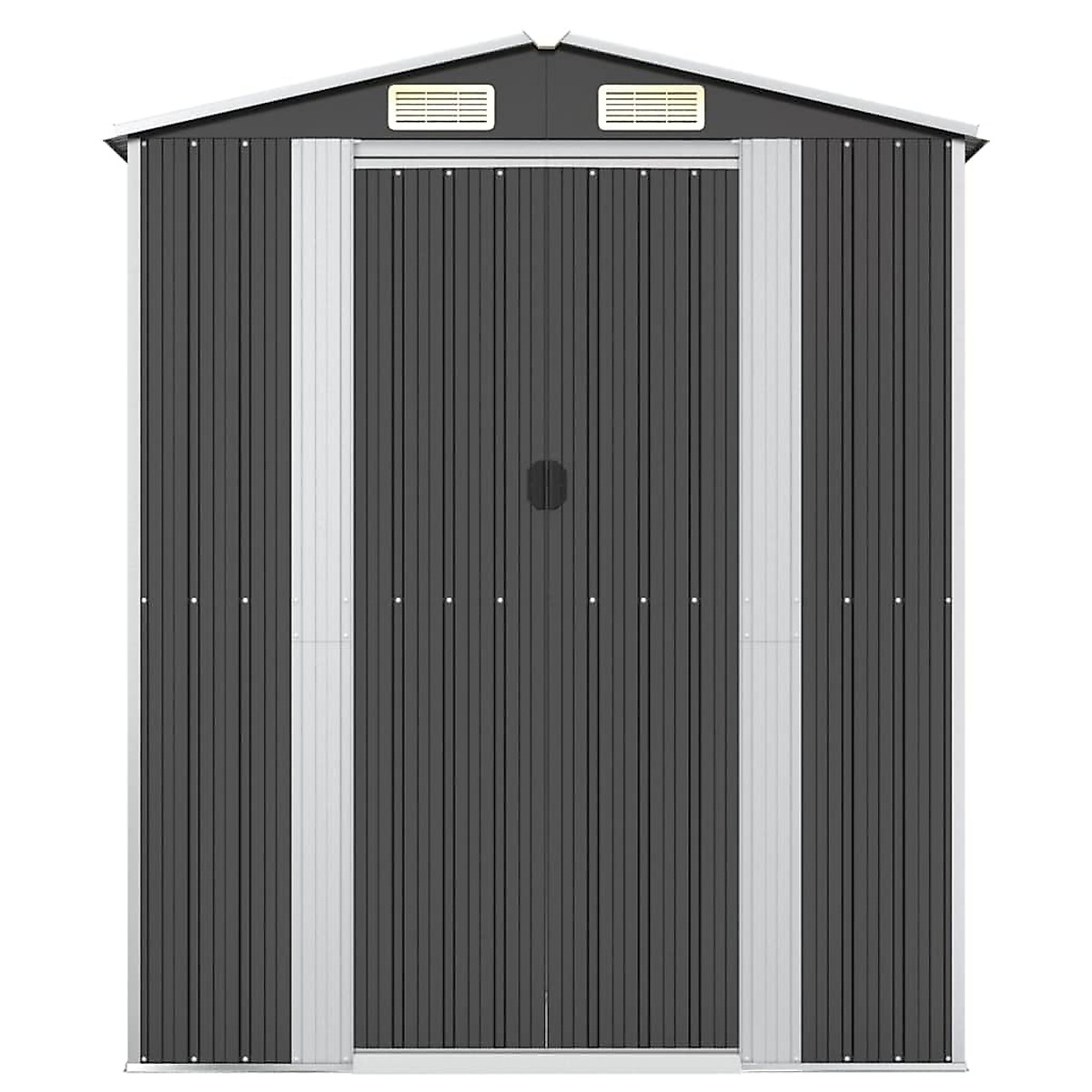 Gecheer Garden Shed Galvanized Steel, Garden Tool Storage Shed with Vent Outdoor Storage Shed Organize Storage House with Door for Backyard Garden Patio Lawn - Anthracite 75.6"x42.5"x87.8"
