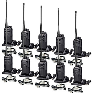 Retevis RT27V MURS 2 Way Radios, Walkie Talkies with Earpiece, Rechargeable, License-Free, 5 Low Traffic Channel, Two-Way Business Radios for Service Emergency Rescue Church(10 Pack)