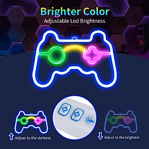 Game Neon Sign Gamepad Shape LED Neon Signs for Gamer Room Wall Bedroom Decor, Gamer Gifts Neon Lights for Boys Teen Gaming Zone Party Decoration