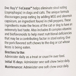 Revival Animal Health Doc Roy's FeCease- Stool Eating Deterrent- for Dogs & Cats- 60ct Soft Chews