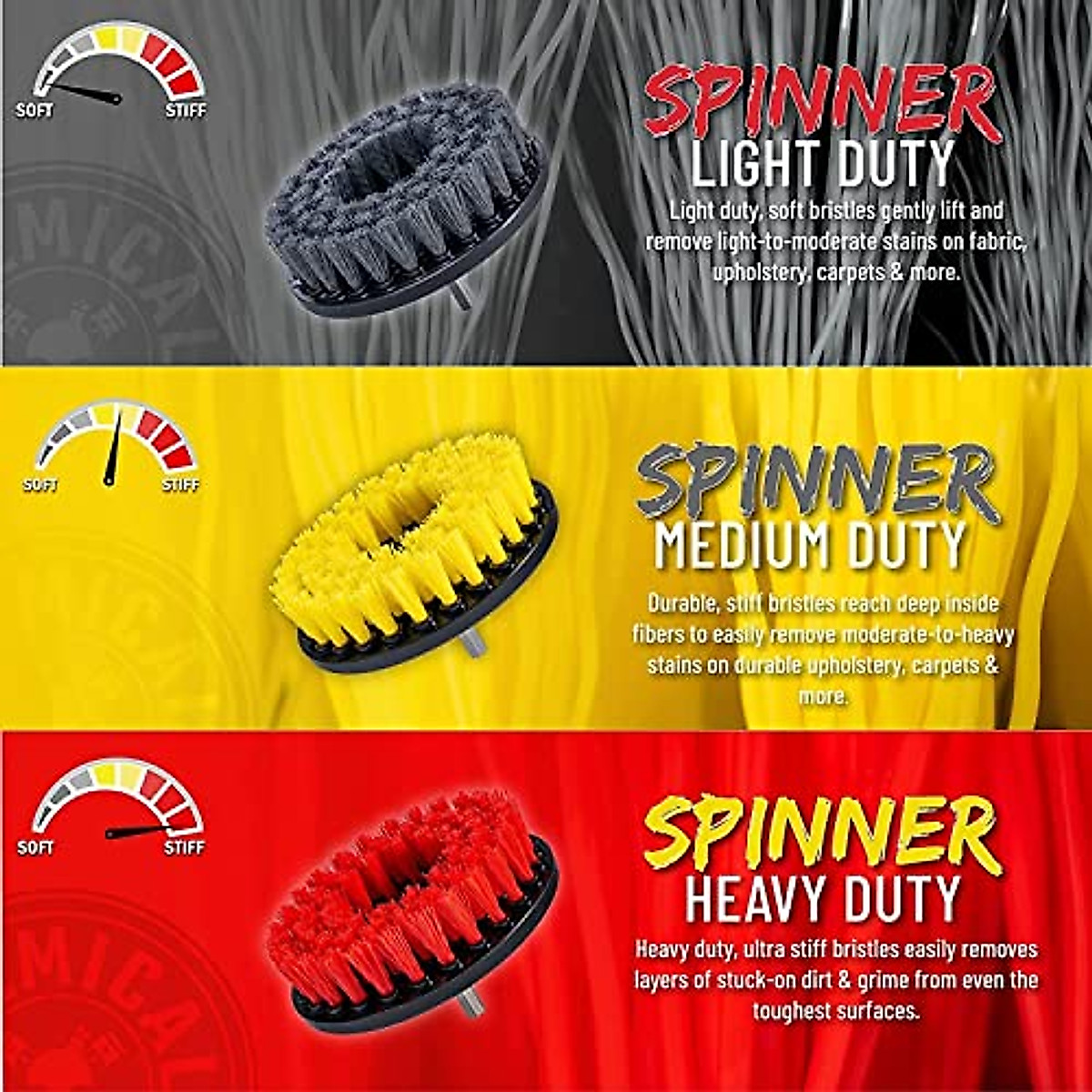 Chemical Guys ACC_201_Brush_S Gray 1 Pack Carpet Brush with Drill Attachment, Light Duty