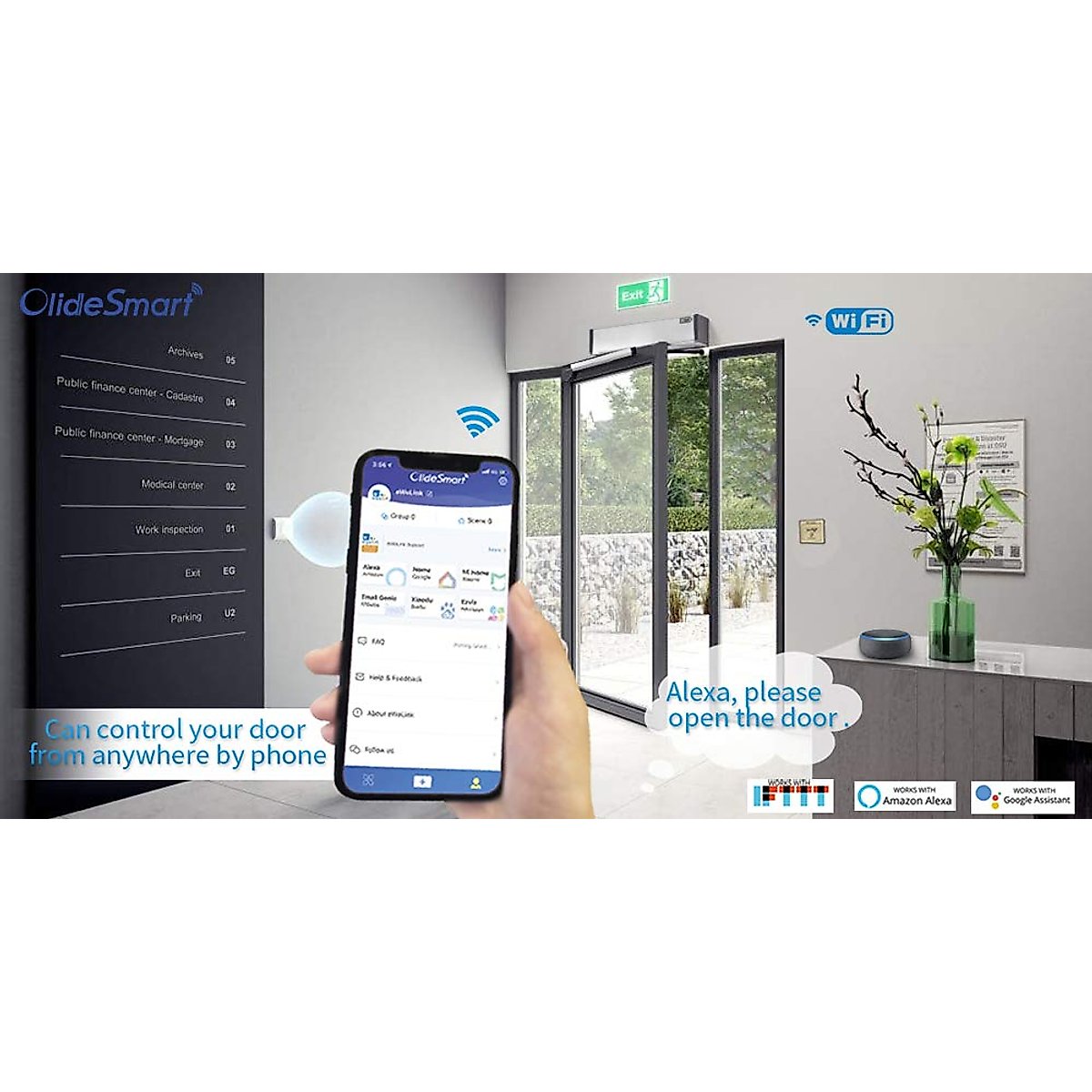 Olideauto Automatic Door Closers Triggered by Dog with WiFi Controller+Wireless Pet Detection Sensors,Phone App Control Remotely Automatic Dog Door Opener