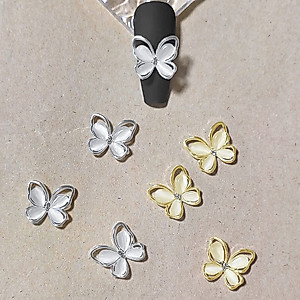 20Pcs Alloy Butterfly Nail Charms 3DMetal Butterfly Nail Gems Nail Rhinestones Shiny Crystal Nail Art Charms Bling Rhinestones Nail Charms For Acrylic Nails DIY Manicure Jewelry Accessories Women Nail Decoration Supplies