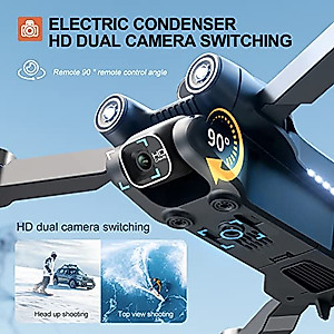 2023 Brushless Drones with Dual 4K HD Camera,2.4G WiFi FPV Video Foldable Drone RC Quadcopter for Adults/Beginners/Kids,One Key Take Off/Land,Waypoints Functions,3 Batterie 45Mins Flight Time (SIS)