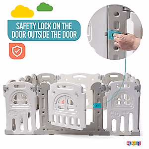 Play22 Foldable Baby Playpen 14 Panel - Kids Safety Activity Play Center - Safety Play Yard Play Pens for Babies - Safety Gates for Indoor and Outdoor Play - Adjustable Shape