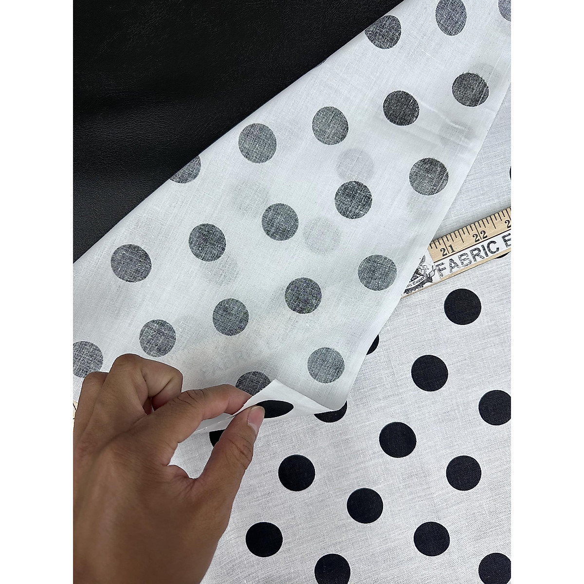 Polycotton Fabric Printed Polka DOTS Black White Background / 60" Wide/Sold by The Yard