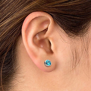 ComfyEarrings Aqua CZ Bezel Stud Earrings