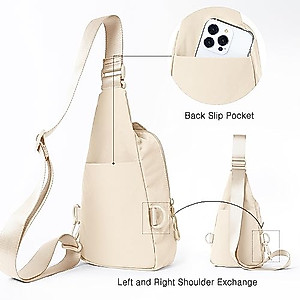 ASLABCREW Sling Bag with Adjustable Strap, Crossbody Daypack Chest Bag Small Backpack for Hiking Traveling, Ivory