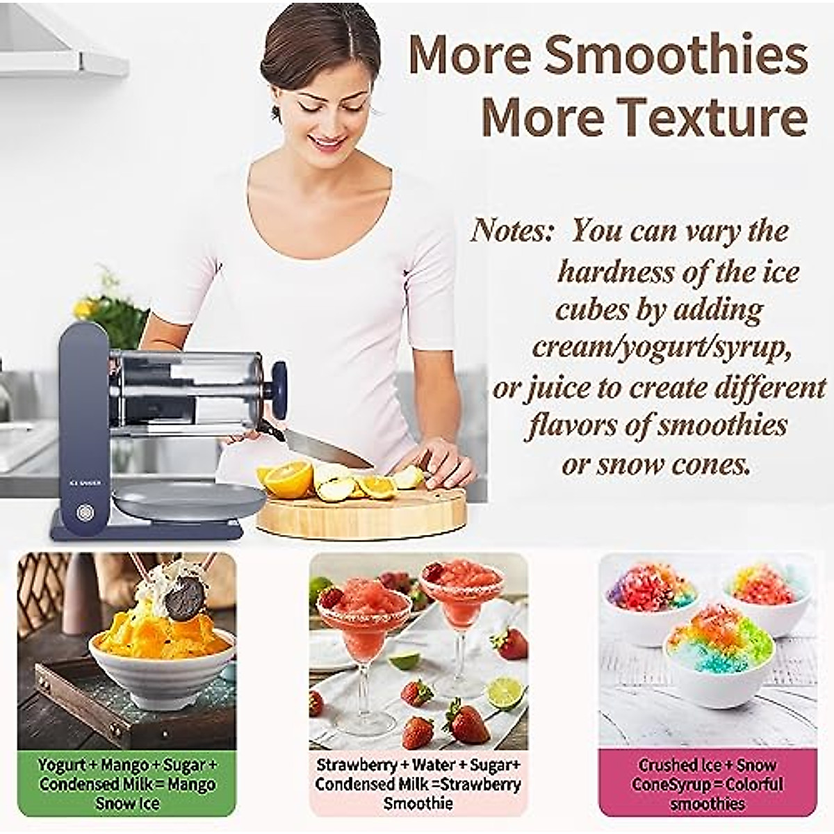 Kebnor Slushie Machine - Portable Electric Shaved Ice Machines, Cordless Rechargeable Snow Cone Machine for Party, Picnic with 6 Ice Cube Trays, Easy to DIY Snow Cone Syrup at Home for Kid Gift