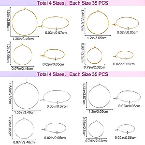 OIIKI 280PCS Earring Beading Hoops, 4 Sizes Gold/Silver Plated Hoop Earring Findings, Open Hoops, Metal Earring Rings, Round Earring Beading Decorative Accessories for DIY Jewelry Making, Parties