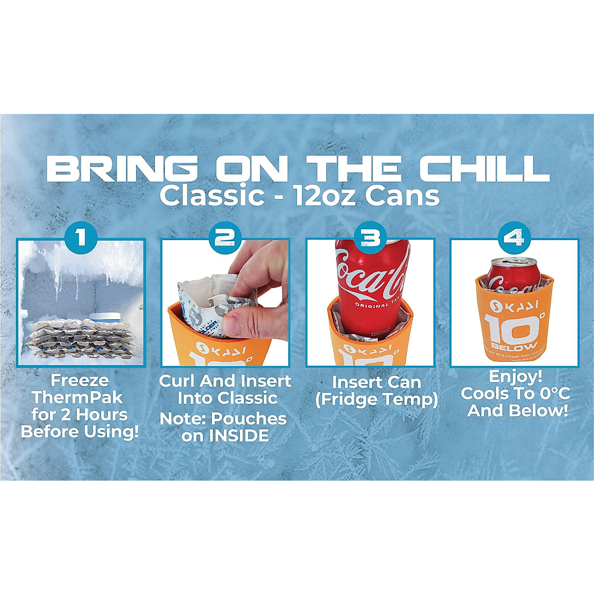 10 Below Classic Freezable Can and Bottle Cooler - Cools to Zero and Below! Swappable ThermPak - 4 in 1 Design - Purple