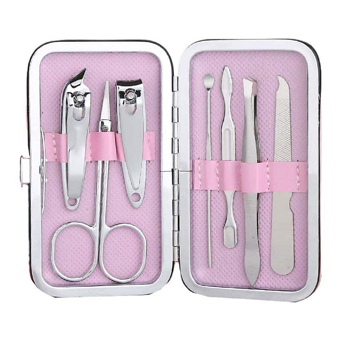 Vnsport Nail Clipper Travel Set, Hello, Kitty 7 in 1 Stainless Steel Professional Nail Cutter Manicure Pedicure & Grooming Kits with Leather Case