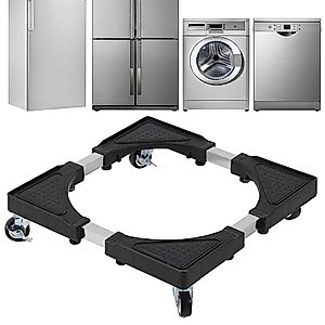 LinaLife Adjustable Washing Machine Base Fridge Undercarriage Stand Bracket 23" Multi-functional Movable Furniture Dolly Roller Mobile Base 4 Swivel Wheels for Drier, refrigerator stand